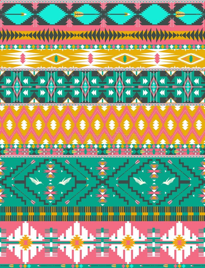 Seamless Colorful Aztec Pattern with Birds and Arr Stock Vector ...