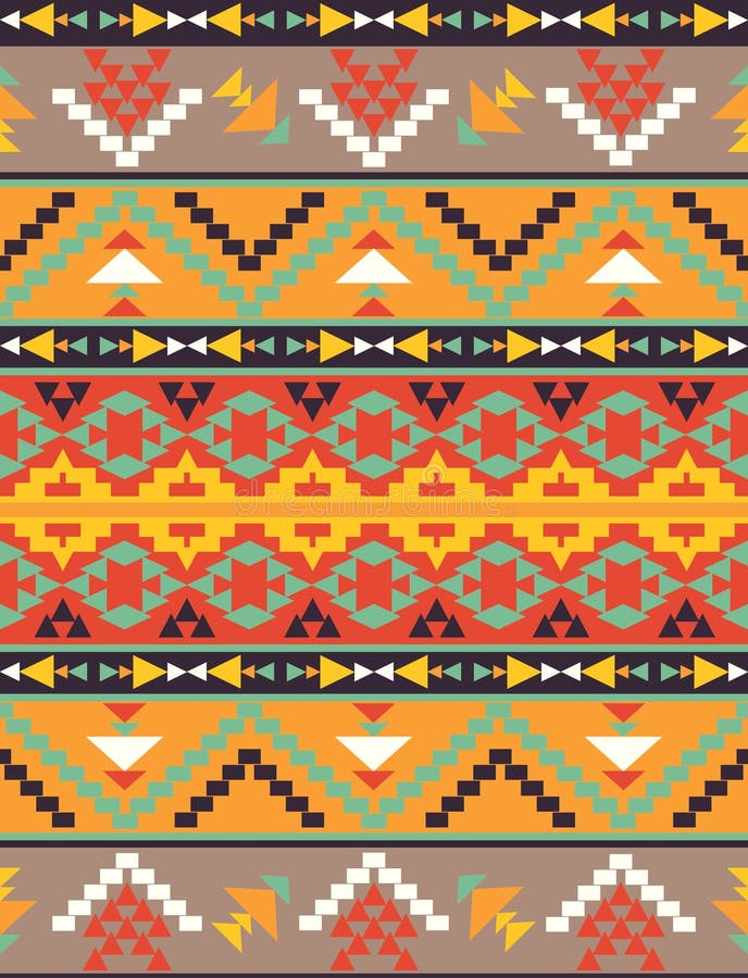 Seamless Colorful Aztec Pattern Stock Illustration - Illustration of ...