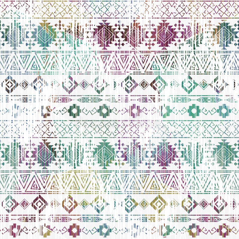 Seamless Colorful Aztec Pattern. Horizontal Stripes on a White ...