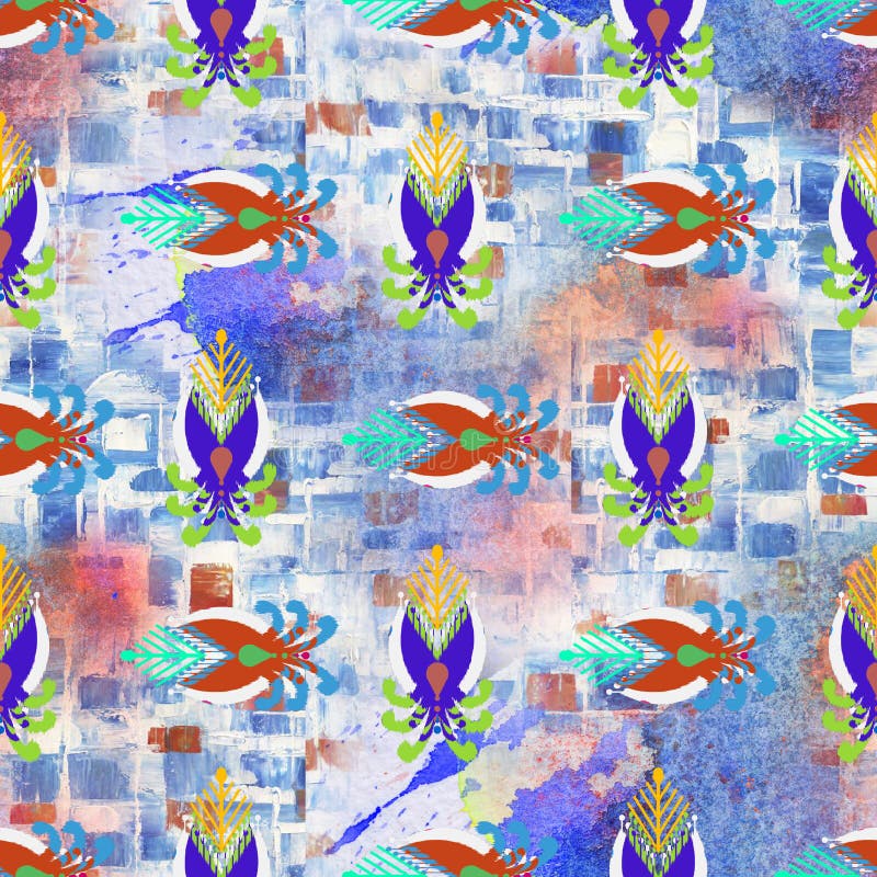 Abstract Colorful Block Print Pattern Stock Illustration - Illustration ...