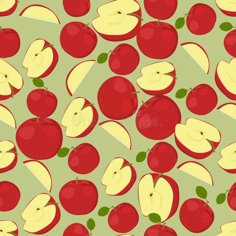 Seamless Colorful Background Made of Apples in Flat Design Stock Vector ...