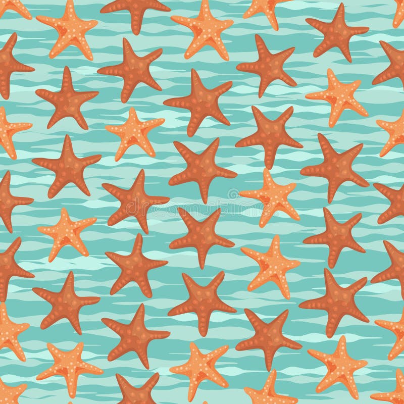 Seamless Colorful Background Made of Sea Stars in Flat Design Stock ...