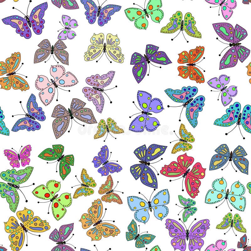 Seamless Colorful Butterfly Pattern. Vector Stock Vector - Illustration ...