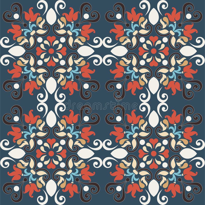 Seamless Colorful Damask Pattern Stock Vector - Illustration of ...