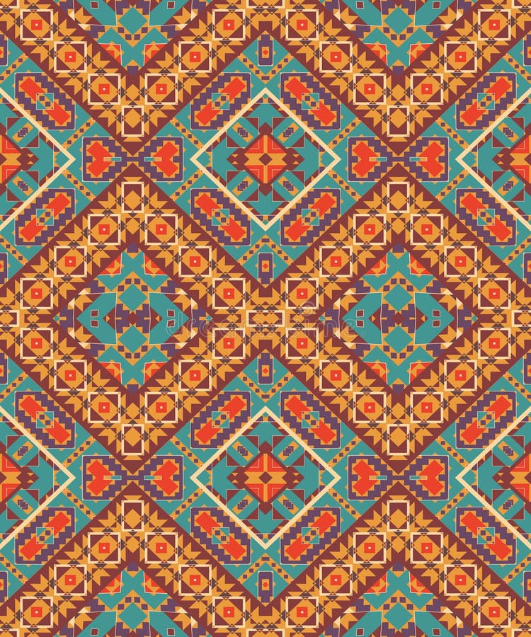 Seamless Colorful Ethnic Pattern Stock Vector - Illustration of drawing ...