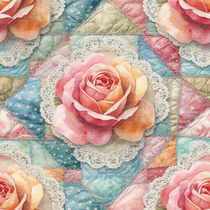 Seamless Colorful Floral Quilt Pattern Stock Illustration ...