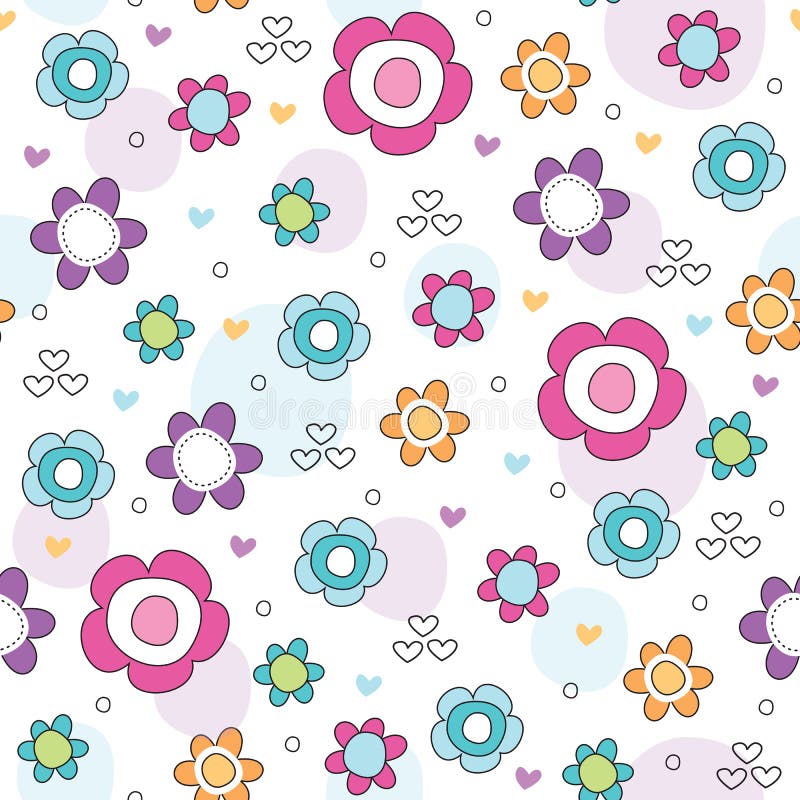 Fun flowers pattern stock vector. Illustration of colorful - 27379529
