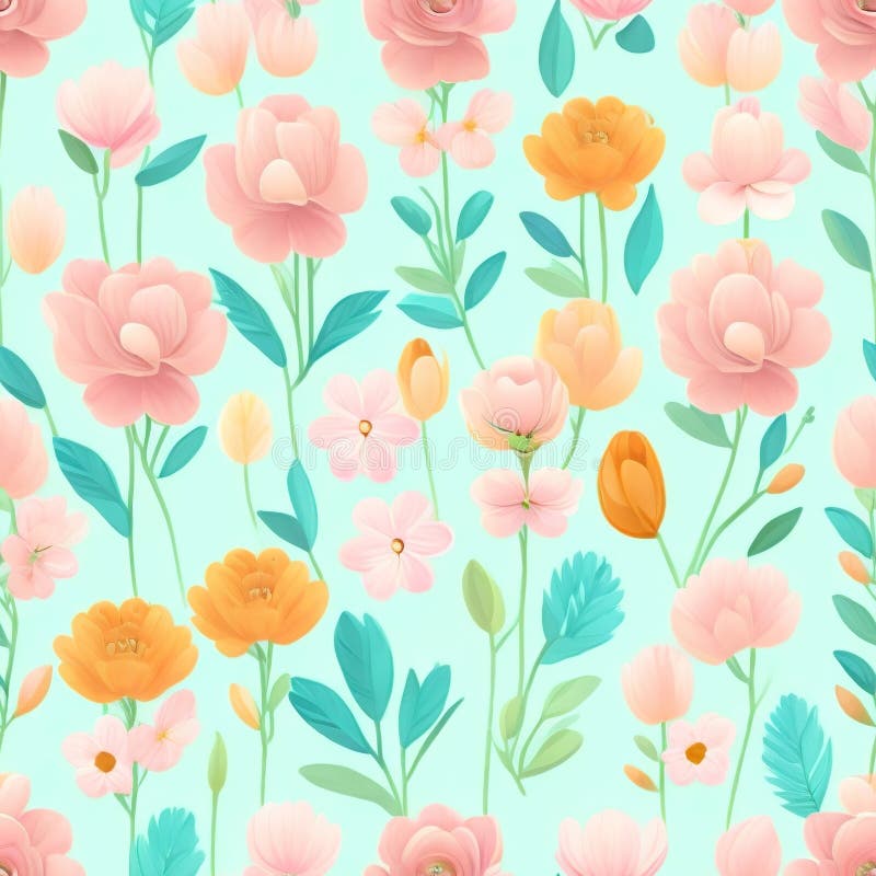 Seamless Colorfu Lflowers Pattern, Repeating Pattern, Generative by Ai ...