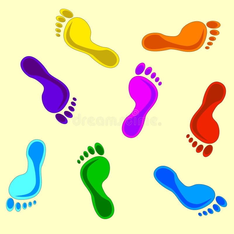 Seamless Colorful Footprints Background. Vector Stock Images - Image ...