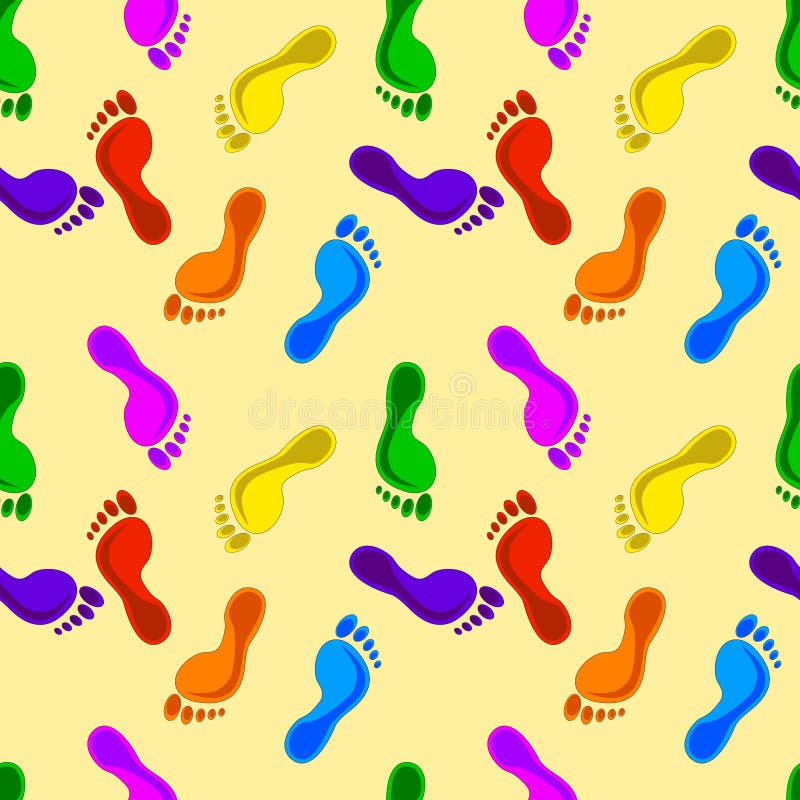 Seamless Colorful Footprints Background. Vector Stock Vector ...