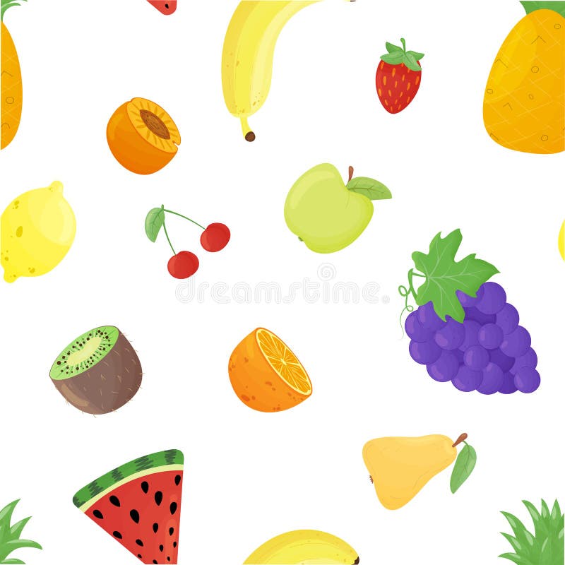 Seamless Colorful Fruit Pattern on Pink Background. Wrap, Design ...