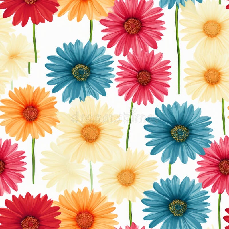 Seamless Colorful Gerbera Daisy Pattern for Backgrounds and Fabric ...