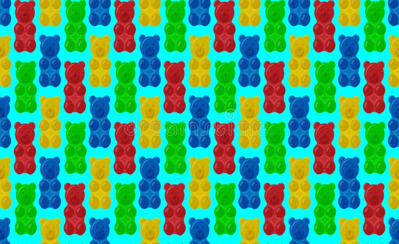 Seamless Colorful Gummy Bears Candies Background. Sweets Vector Pattern ...