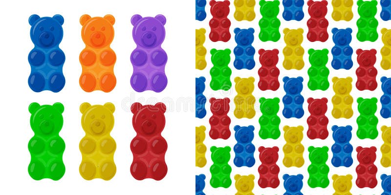 Seamless Colorful Gummy Bears Candies Background. Sweets Vector Pattern ...