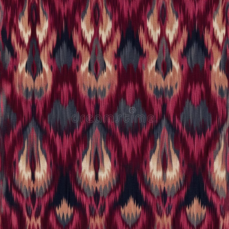 Seamless Maroon Ikat Fabric Pattern. Ethnic Carpet Design Stock ...