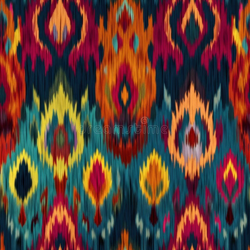 Seamless Colorful Ikat Fabric Pattern. Ethnic Native Background Stock ...
