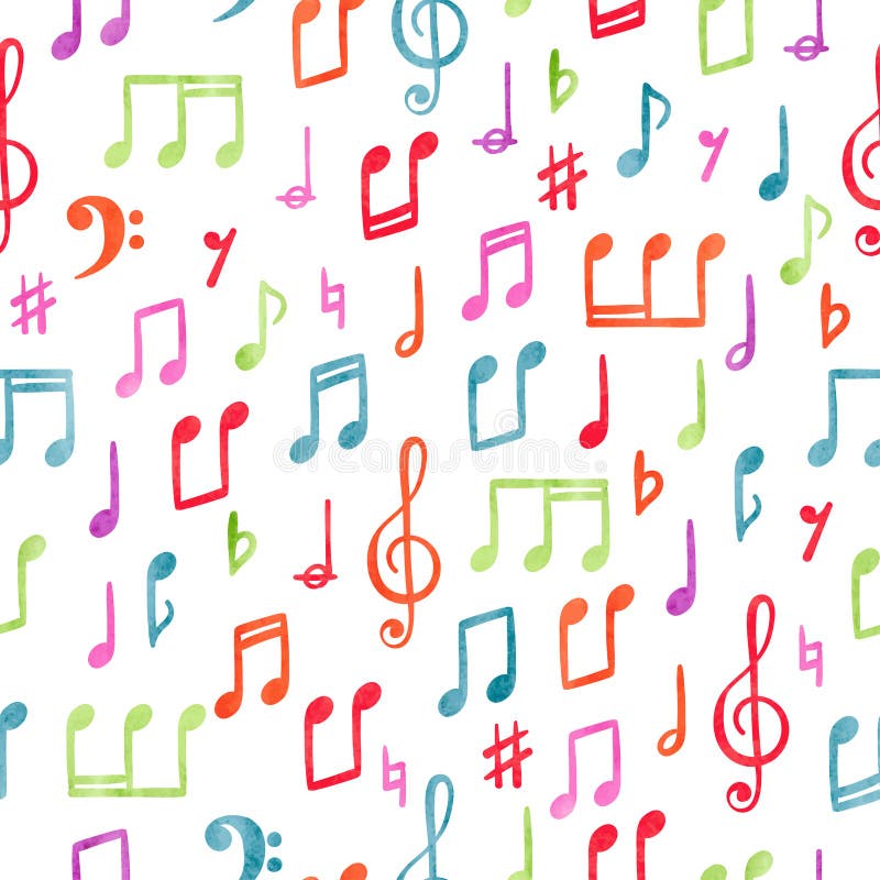 Seamless Colorful Music Notes Pattern. Stock Vector - Illustration of ...