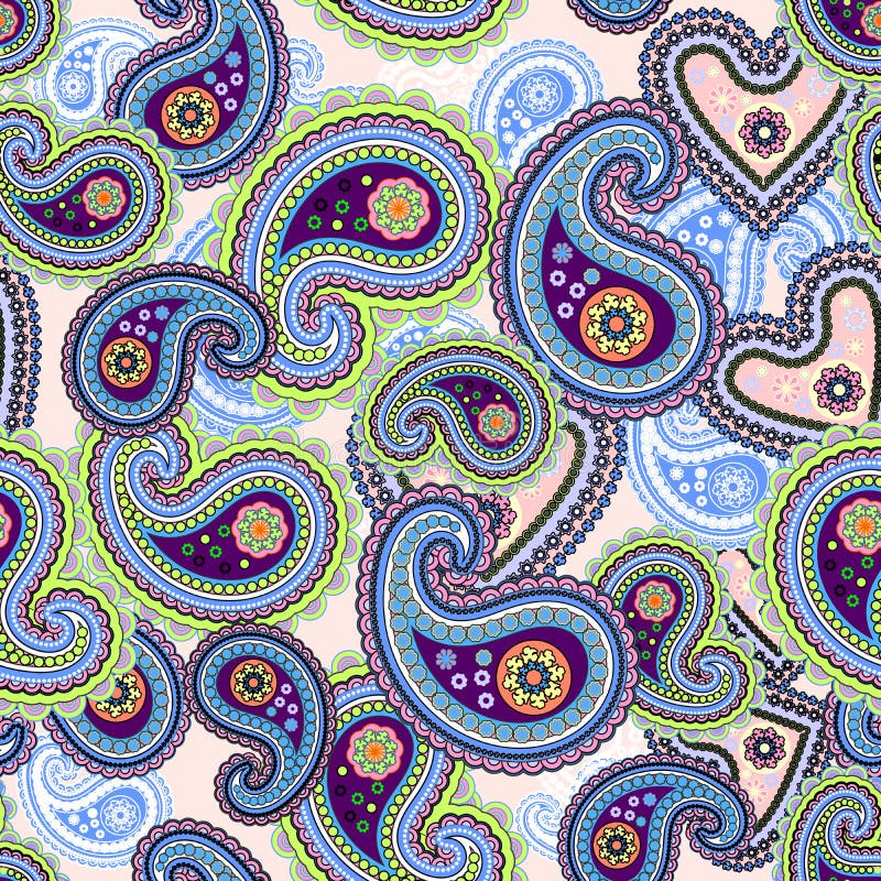 Seamless Colorful Paisley Background Stock Vector - Illustration of ...
