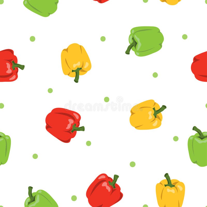 Seamless Colorful Paprika Pepper Pattern. Bell Peppers Vector ...