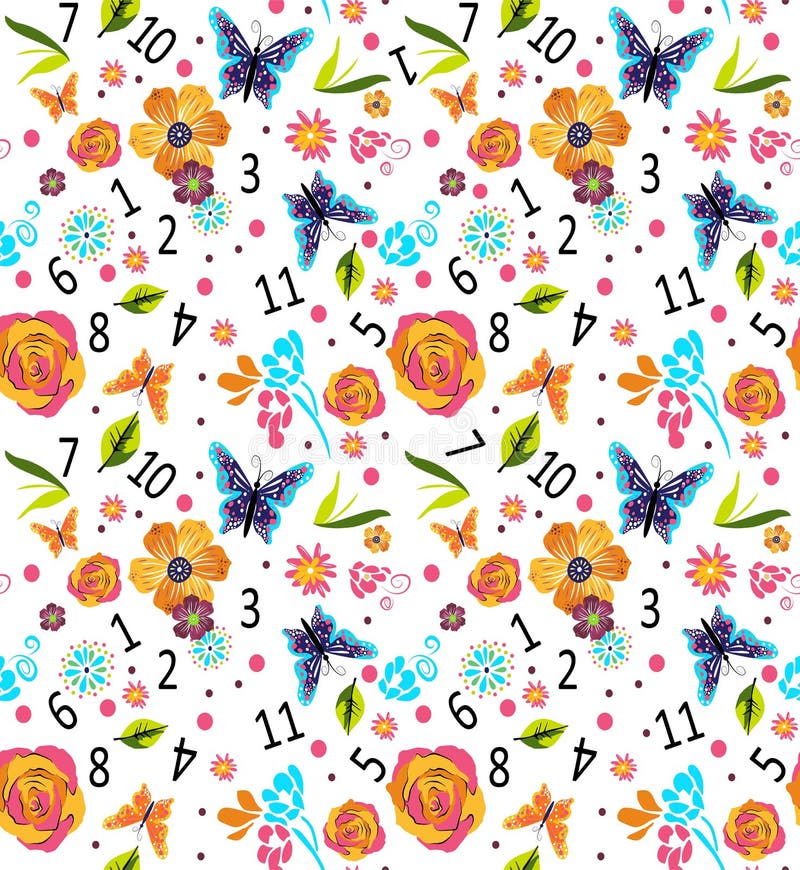 Colorful Numbers and Stars Kids Background Seamless Pattern Stock ...