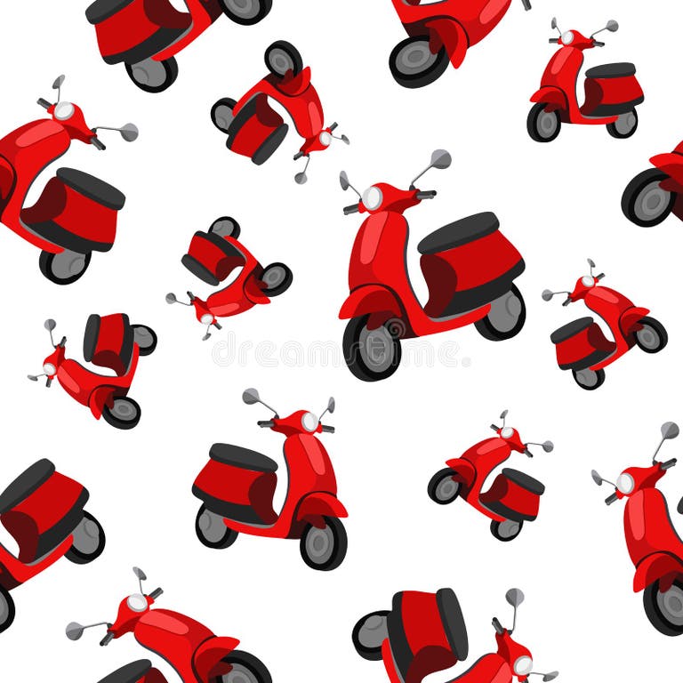 Seamless Colorful Pattern with Scooters. Stock Vector - Illustration of ...