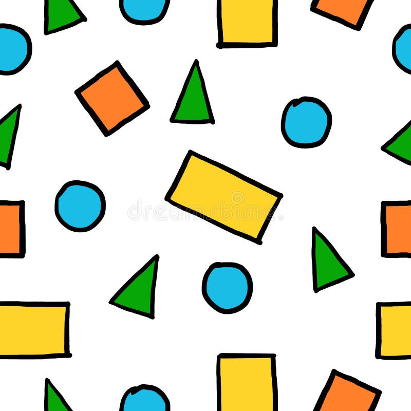 Seamless Colorful Simple Background Pattern of Doodle Shape. Stock ...