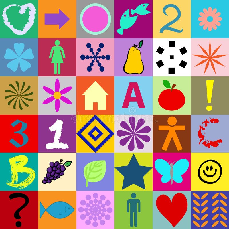 Seamless Colorful Squares with Symbols Stock Vector - Illustration of ...