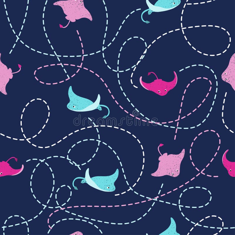 Seamless Colorful Stingray Pattern. Vector Print for Kids Stock Vector ...