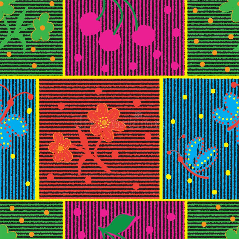 Seamless Colorful Striped Quilt Composition Stock Vector - Illustration ...