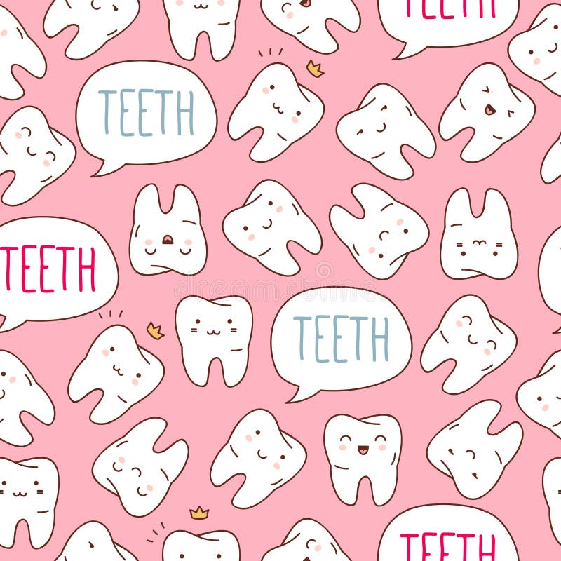 Seamless Texture with Cartoon Teeth Stock Vector - Illustration of ...
