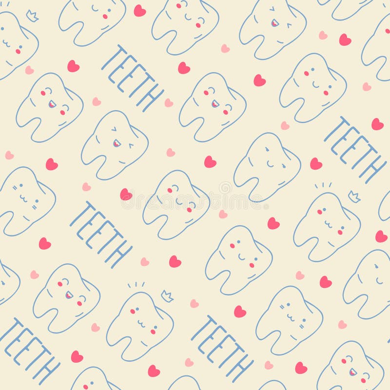 Seamless Colorful Teeth Pattern. Vector Stock Vector - Illustration of ...