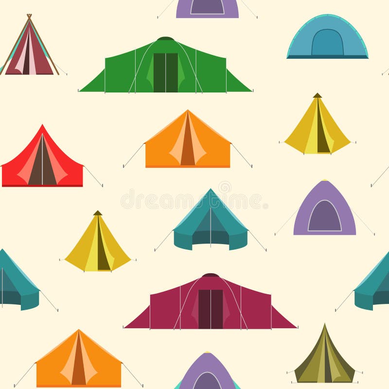 Seamless Colorful Tents Pattern Stock Vector - Illustration of element ...