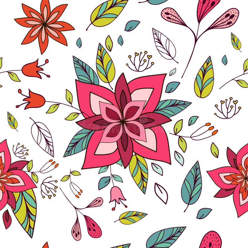 Seamless Colorful Texture with Bright Floral Elements. Stock Vector ...