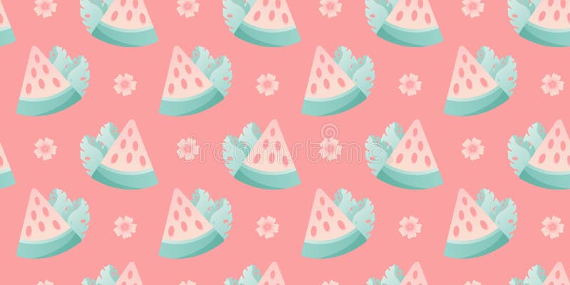 Seamless Colorful Tropical Pattern with Watermelon and Plants Stock ...