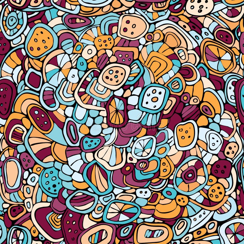 Seamless Colorful Vector Doodle Pattern. Hand Drawn Abstract Texture ...
