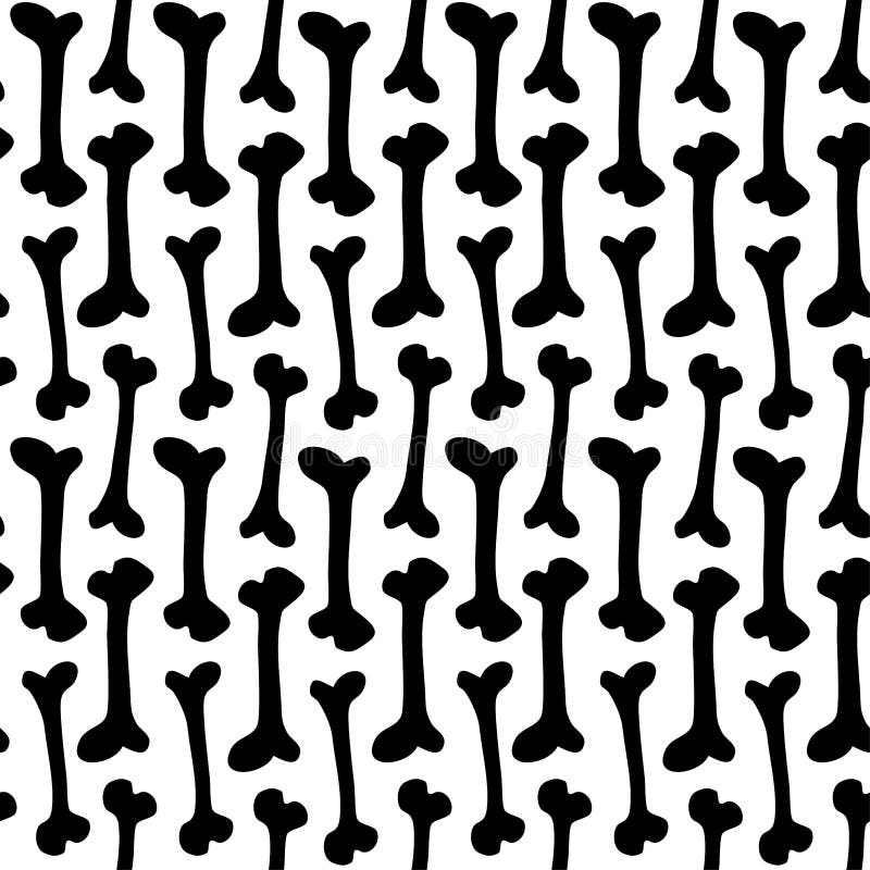 Seamless Colorful Vector Pattern of Black Bones on White Background ...