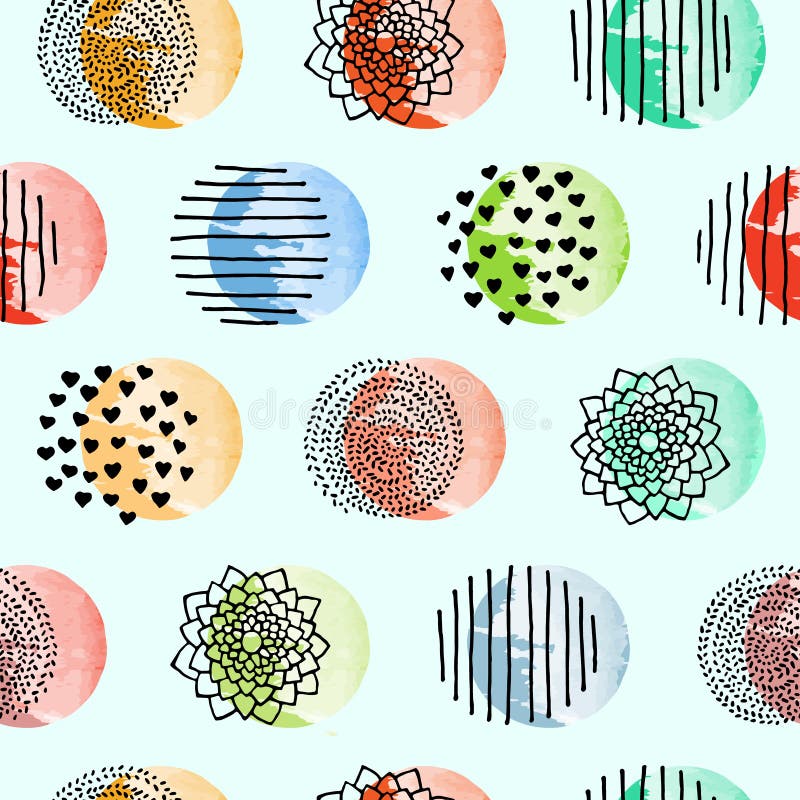 Seamless Colourful Abstract Pattern with Hand Draw Doodle Textures ...