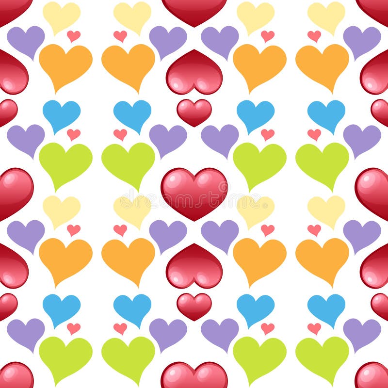 Seamless Colourful Heart Pattern Stock Vector - Illustration of element ...