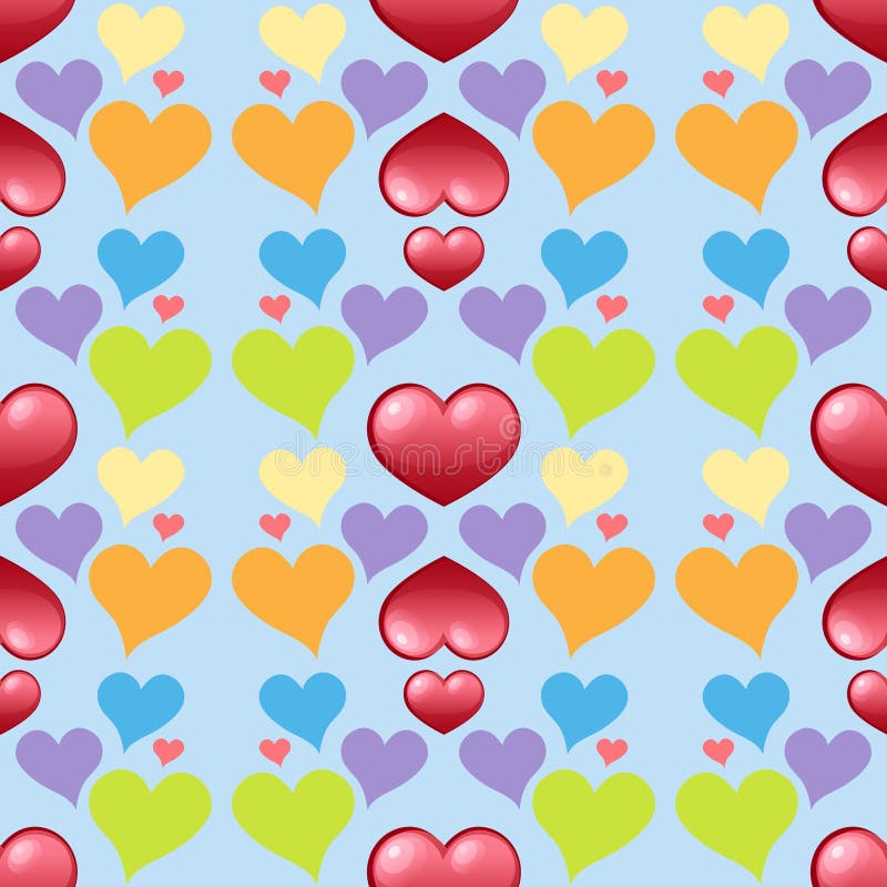 Seamless Colourful Heart Pattern Stock Vector - Illustration of repeat ...