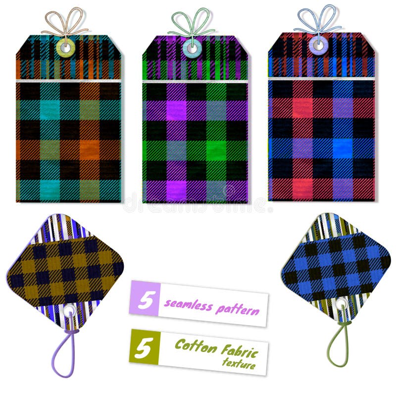 5 Seamless Colourfull Cotton Fabric Patterns Stock Illustration ...