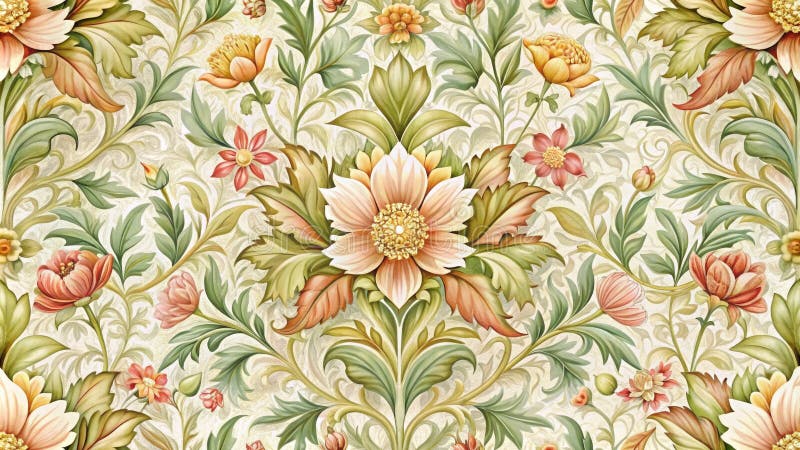 Seamless Complex Floral Pattern Pre-Raphaelite Style.Vintage Timeless ...