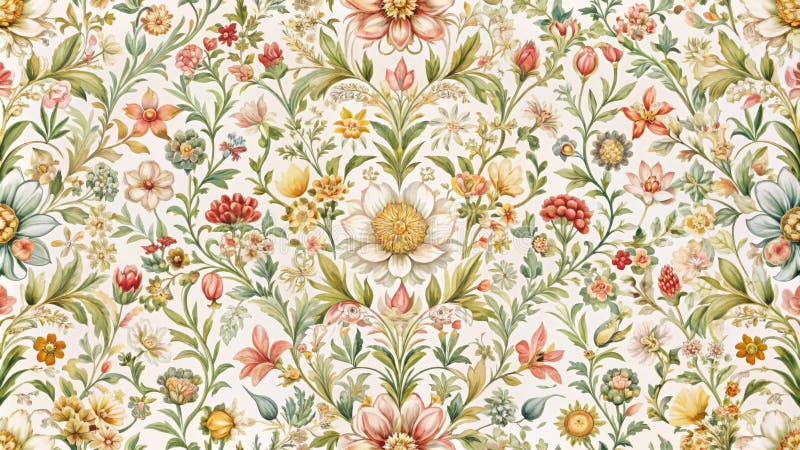 Seamless Complex Floral Pattern Pre-Raphaelite Style.Vintage Timeless ...