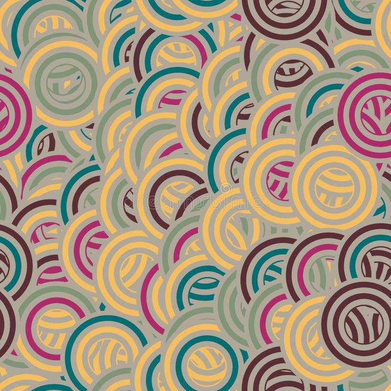 Seamless Concentric Circle in Retro Colors Surface Pattern Design for ...