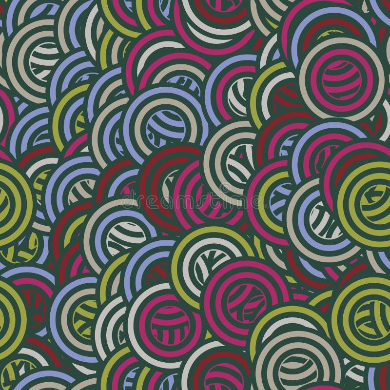 Seamless Concentric Circle in Retro Colors Surface Pattern Design for ...