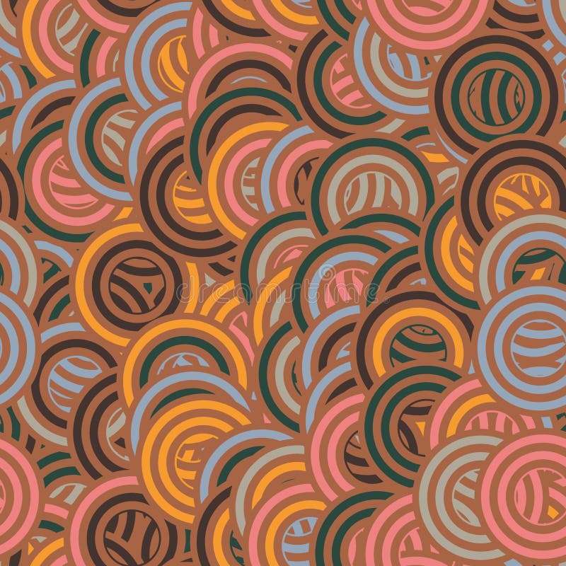 Seamless Concentric Circle in Retro Colors Surface Pattern Design for ...
