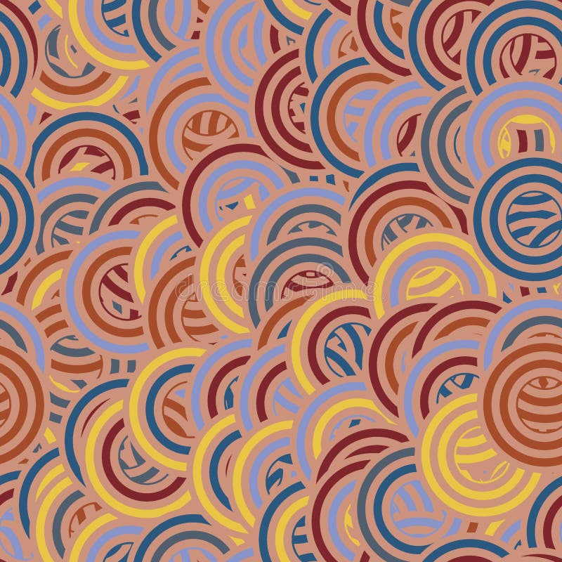 Seamless Concentric Circle in Retro Colors Surface Pattern Design for ...