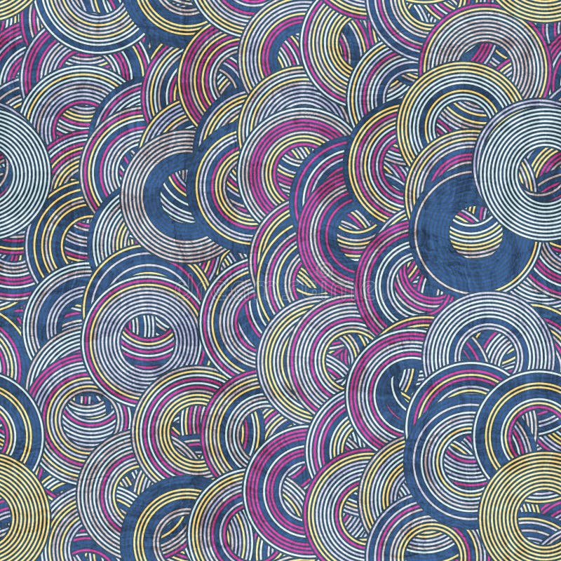 Seamless Concentric Circle in Retro Colors Surface Pattern Design for ...