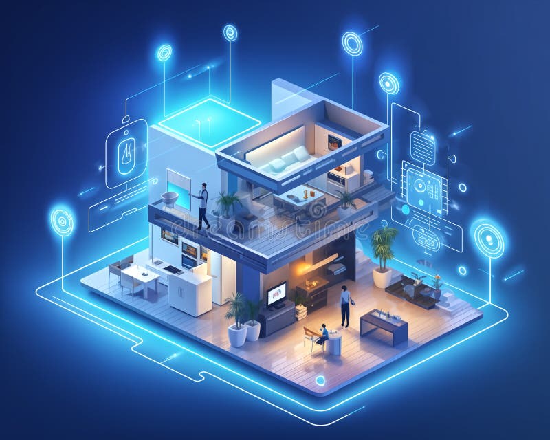 Seamless Connectivity in the Modern Home Workspace Stock Illustration ...