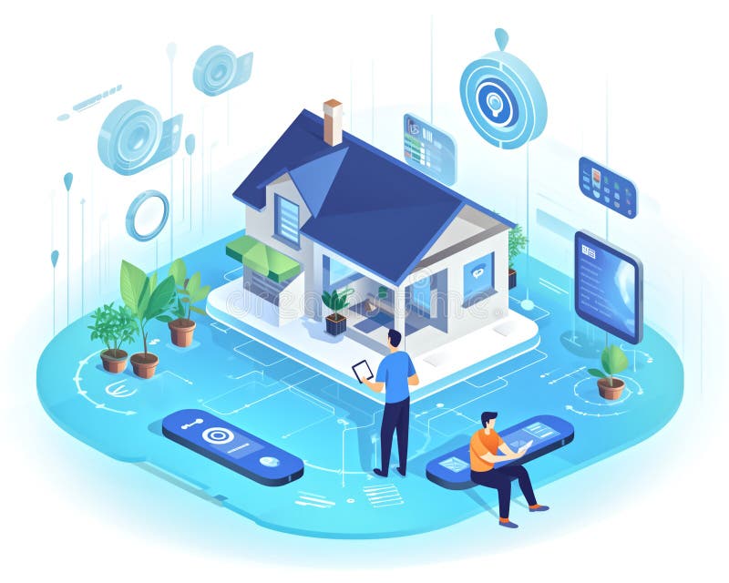Seamless Connectivity in the Modern Home Workspace Stock Illustration ...