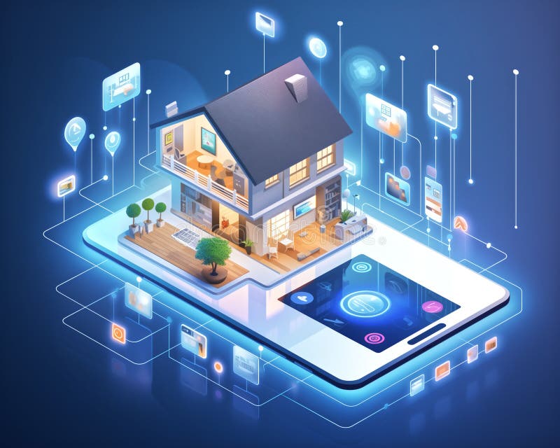 Seamless Connectivity in the Modern Home Workspace Stock Illustration ...